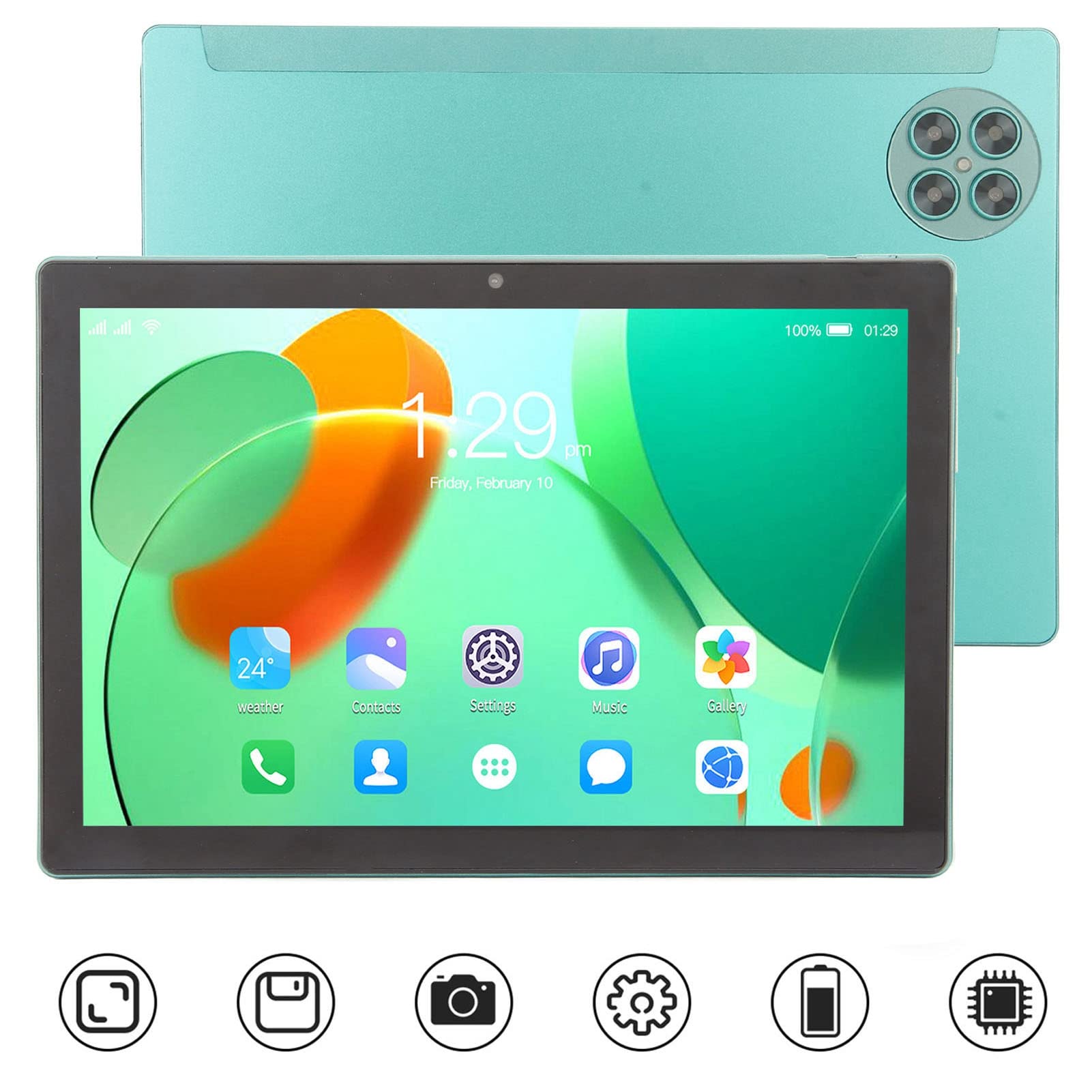 ICRPSTU 10. 1 Inch Tablet, 100-240V 2 in 1 Support Fast Charge Tablet PC 5G WiFi 8GB RAM 256GB ROM with Keyboard for Study (US Plug)
