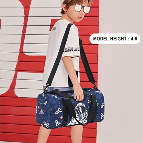 Sports Gym Bag for Kids Boys Overnight Carry On Tote Travel Duffle Weekender Sleepover Bag with Shoe Compartment