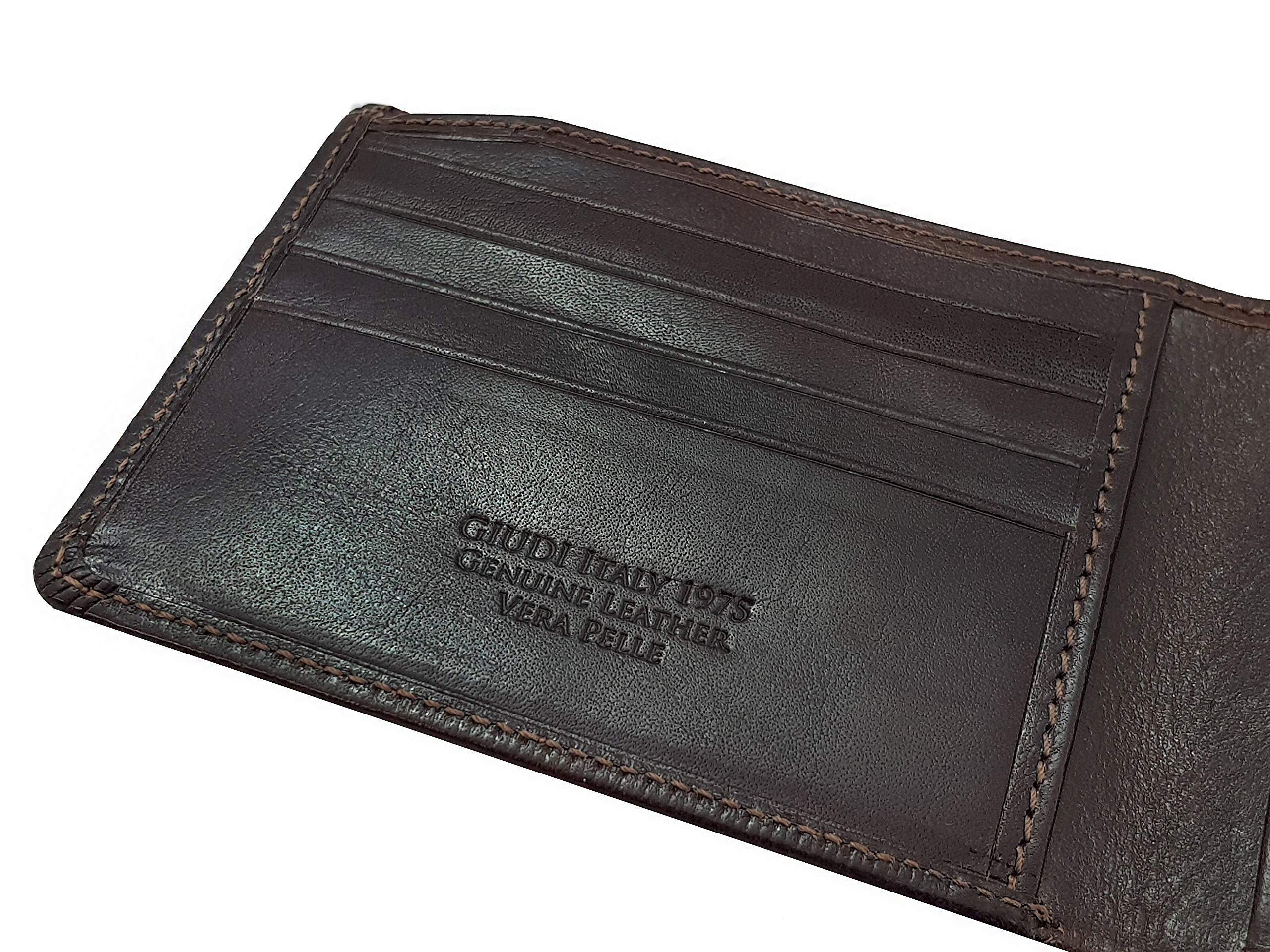 Giudi Splendid Slimfold Men's Wallet Made in Italy - Beautiful Smooth Genuine Leather - 2 Cash Pockets - 8 Card Holder - Button Snap Closure - Superb Present for Male