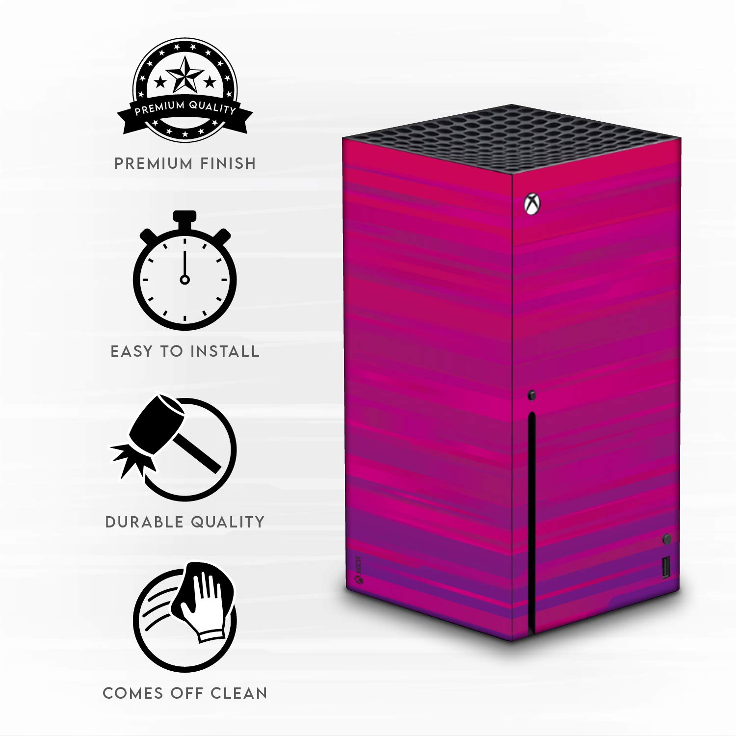 Glitch Consoles Vinyl Wrap Console Set for Xbox Series X – Premium Console Wrap with 2 Pcs Controller Wraps – Precut Durability and Protection Xbox Series X (Pink) (62863424417)