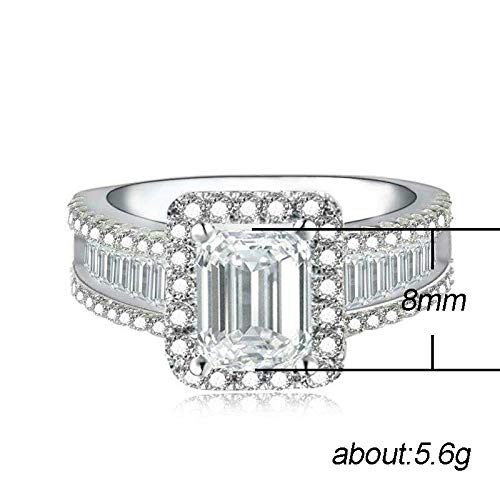 Gixaxak Princess Cut Cubic Zirconia Ring 925 Sterling Silver Engagement Wedding Ring with Emerald Cut Cubic Zirconia Simulated Diamond Wedding Engagement Ring 7