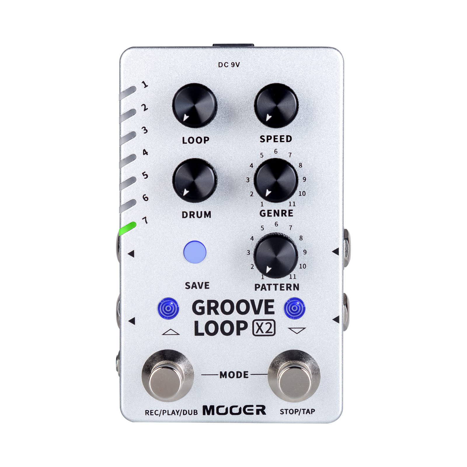 MOOER Groove Loop X2 Stereo Guitar Practice Tool One Man Band with 121 Drum Grooves, Stereo Loops 14 save slots 10 minutes each slots