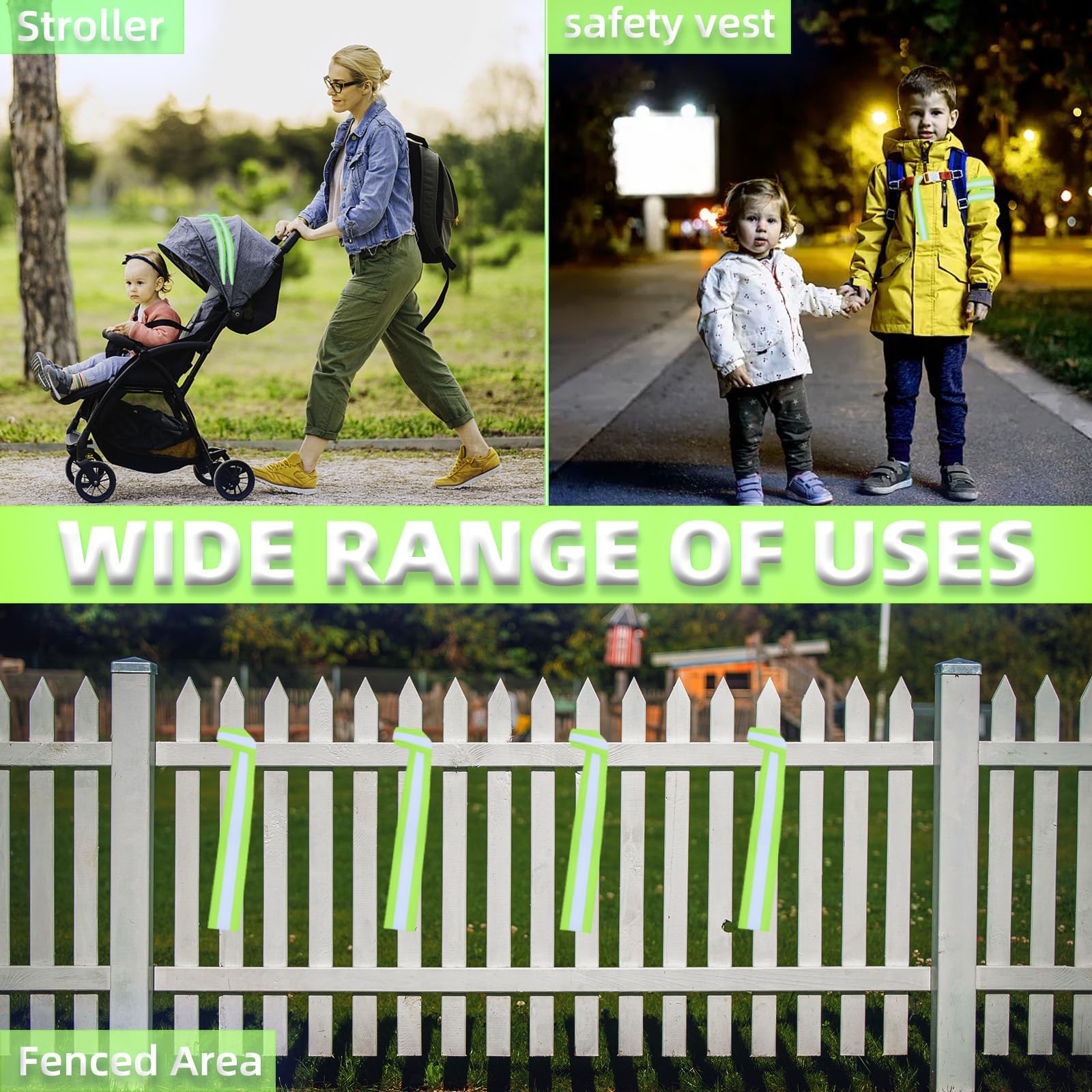 High Visibility Reflective Tape Strip 1.96in*0.79in Fabric Florescent Reflective Safety Tape Sew-on Warning Safety 16.4ft Length No Wrinkle Packaged in Roll