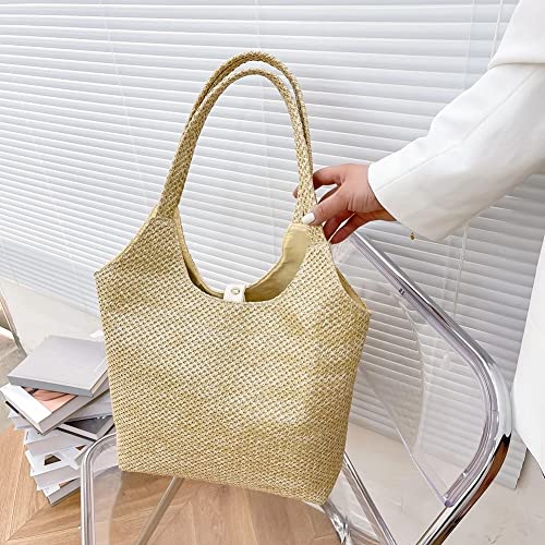 Handbags Summer Beach Bag for Women Straw Weave Shoulder Underarm Bag Large Tote (Color : A, Size : 42cm)