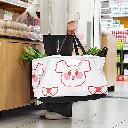 Puppy Full Print Large Capacity Laundry Organizer Tote Bag - Reusable and Foldable Oxford Cloth Shopping Bags