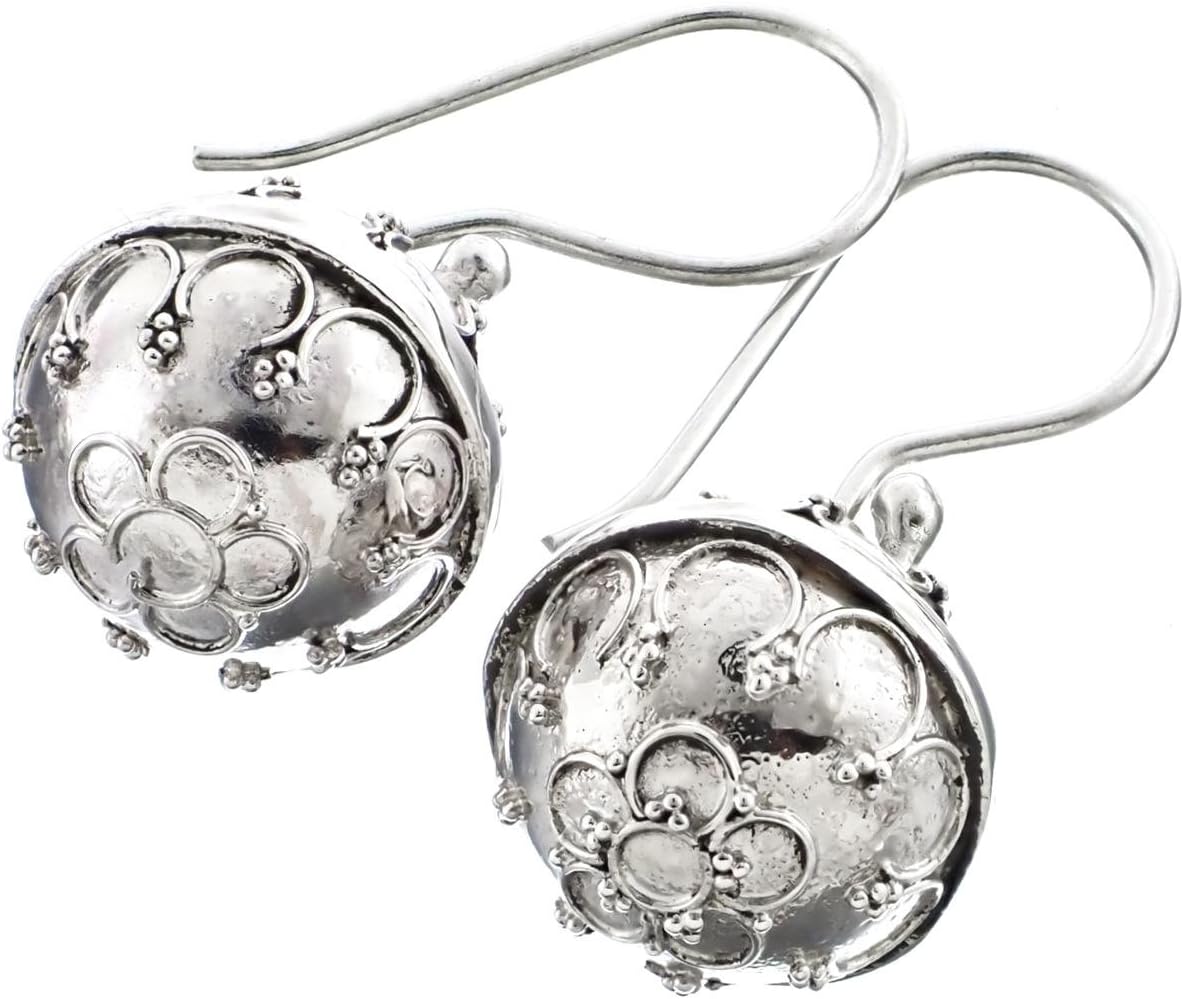 Handmade Harmony Ball Chime 925 Sterling Silver Earrings, 1/2"
