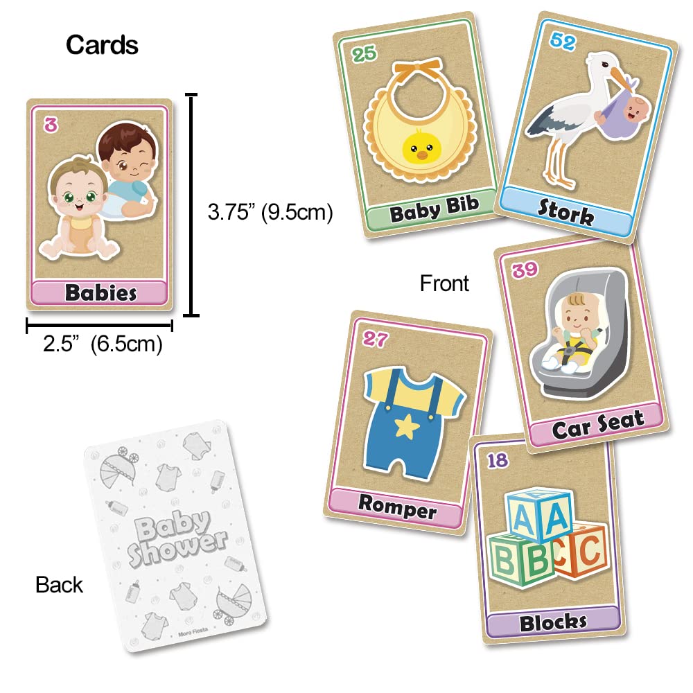 More Fiesta Baby Shower Bingo Game in English for 30 Players
