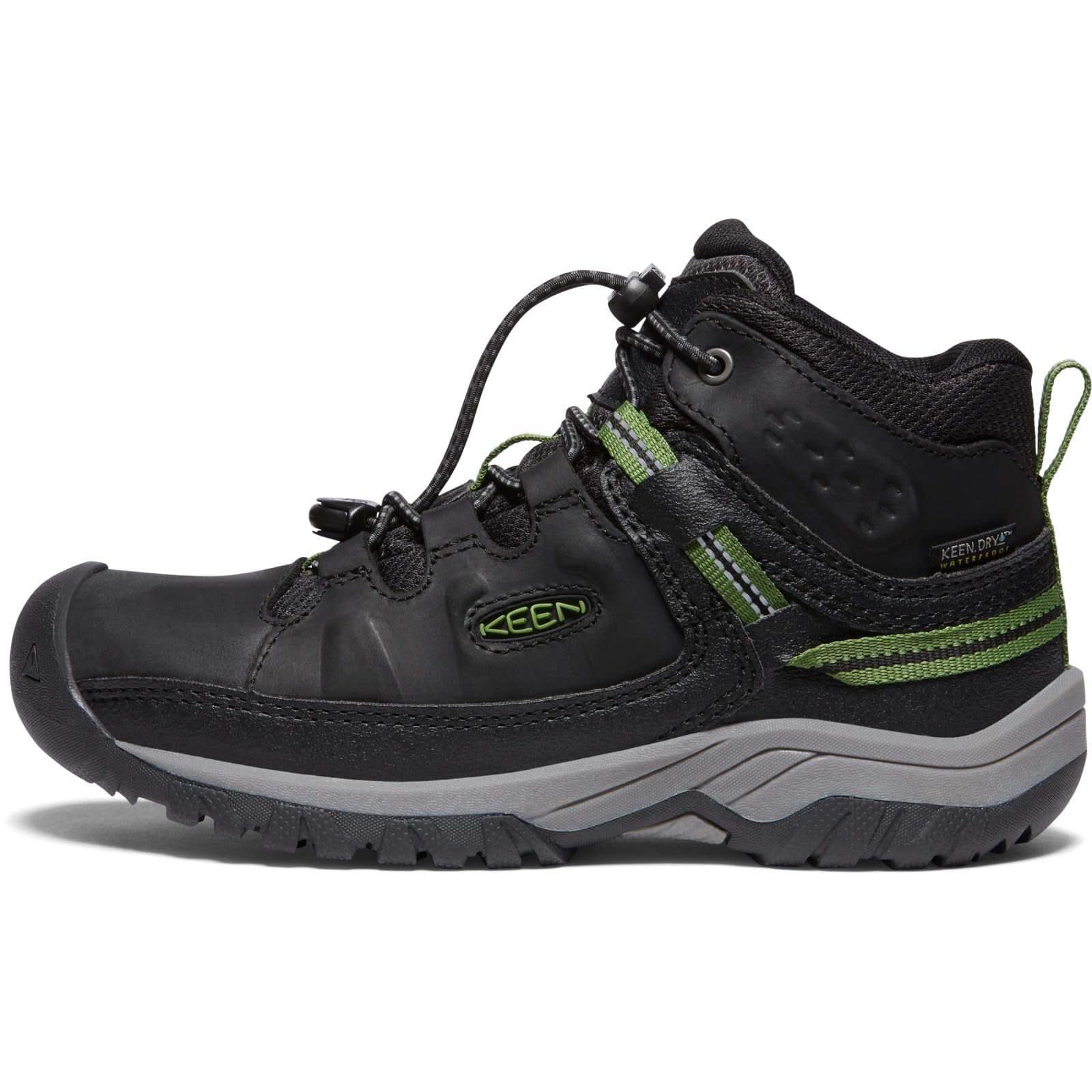 KEEN Kids' Targhee Mid Height Waterproof Hiking Boots, Black/Campsite, 7 Big Kid US