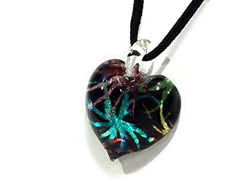 Handmade Heart Glass Pendant Glass Blown Necklace Jewelry - No.1