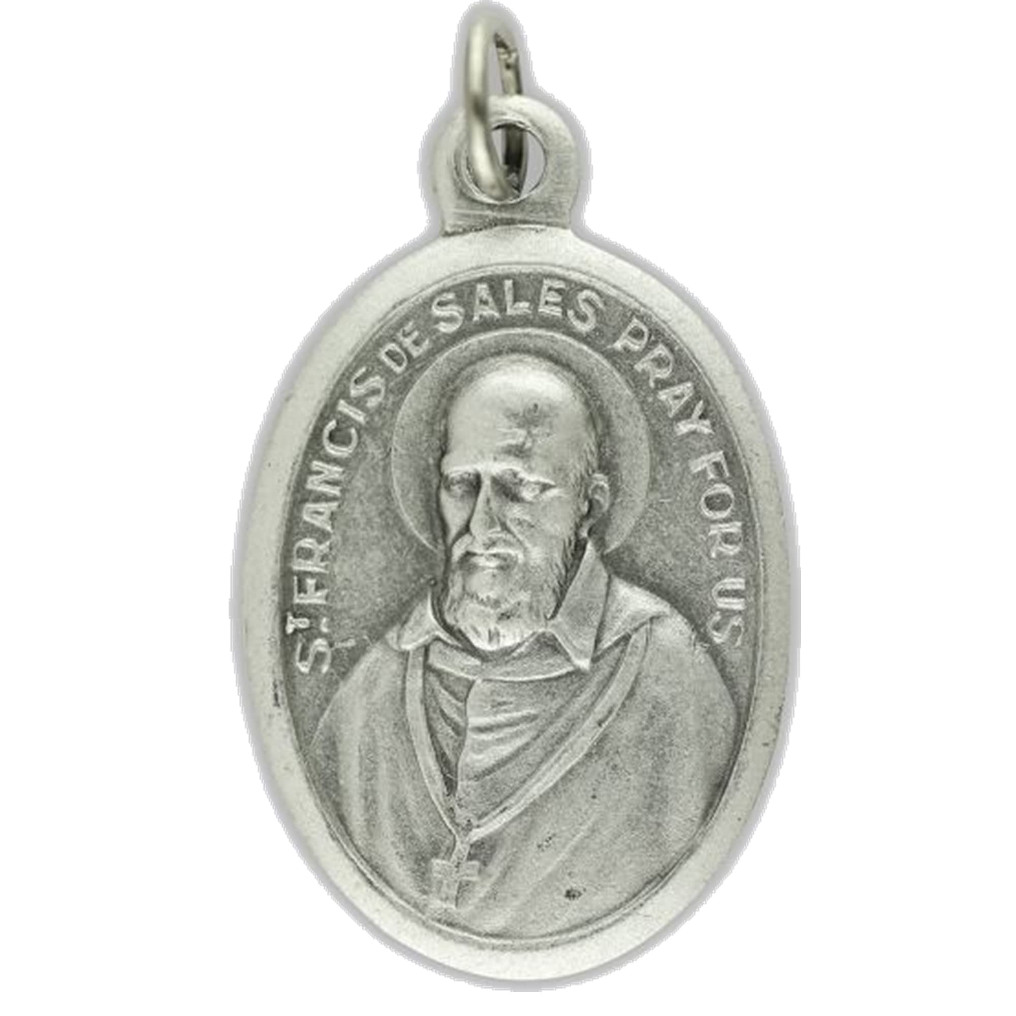 Gifts by Lulee, LLC Saint Francis of Sales Patron of Those Suffering From Deafness Silver Oxidized Medal and Blessed Prayer Card