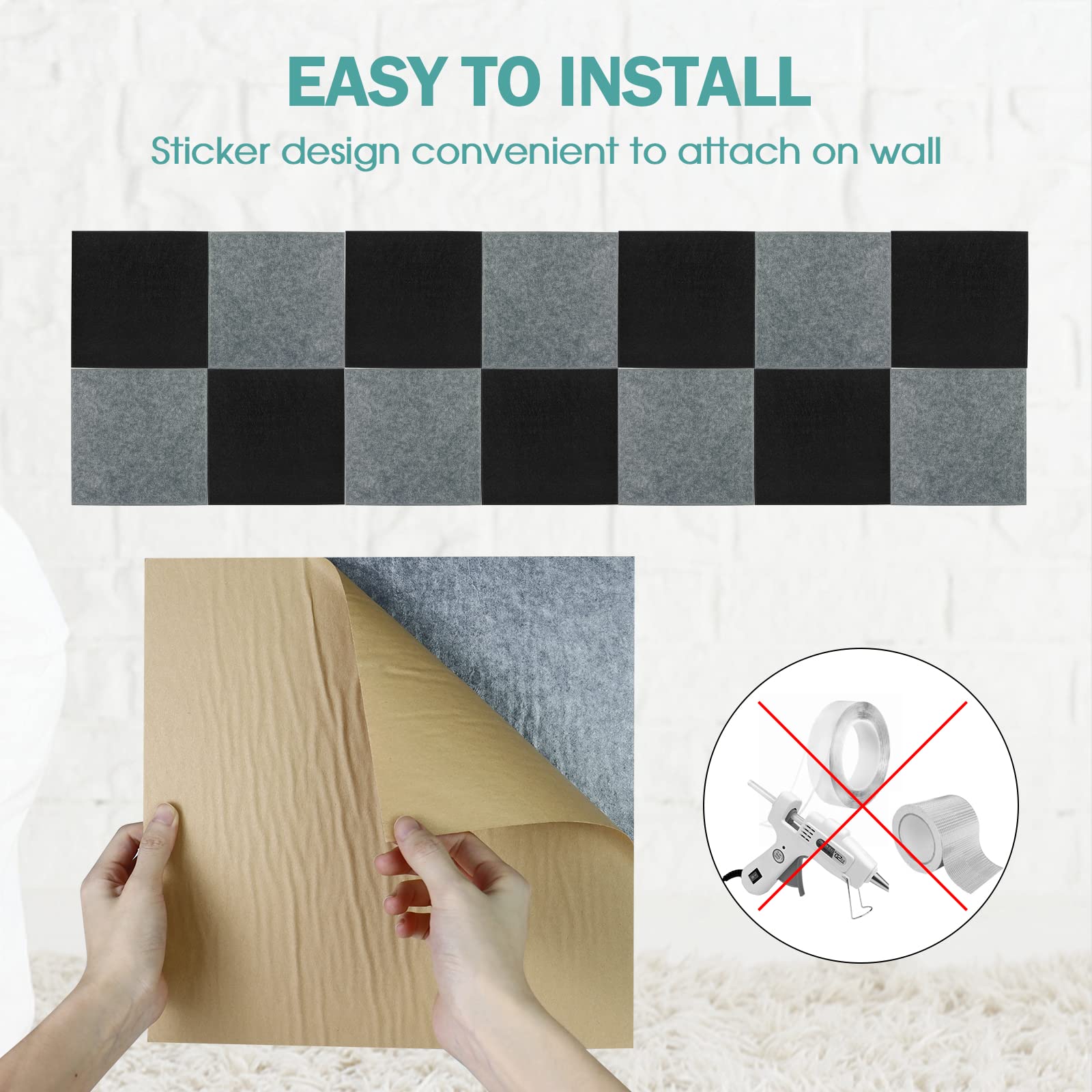 Krightlink 12 Pack Acoustic Panels Soundproof Wall Panels, 12"X12"X 0.4" High Density Self-adhesive Sound Absorbing Panels Sound Proof Insulation Beveled Edge Studio Treatment Tiles (White)
