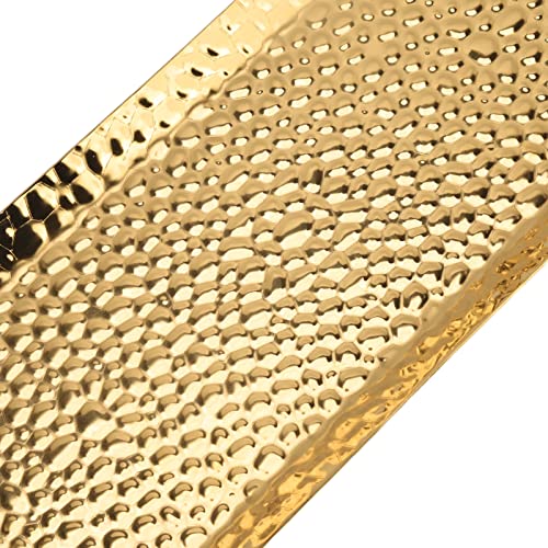 Serving Platter, Elegant Pastry Serving Tray Hammered Dishwasher Safe for Restaurant (Gold)