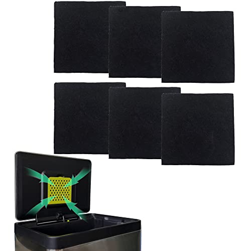 Trash Can Odor Absorbing Filter Refills for EKO Garbage Cans, Activated Charcoal Deodorizer Compatible with EKO Step and Motion Sensor Touchless Trash Cans with Built-in Filter Compartment (Pack of 6)