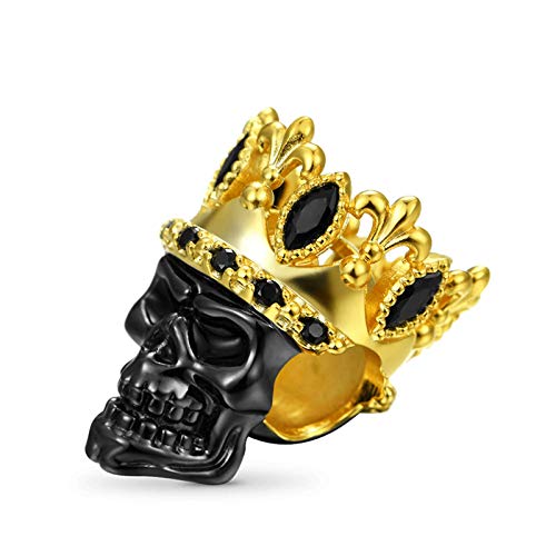 GNOCE Crown Skull Charm Bead Sterling Silver 18K Gold Plated Black Charm Bead Fit Bracelet/Necklace for Women Wife