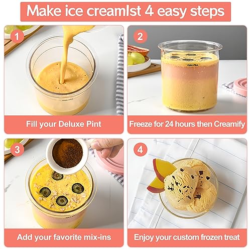 Yammoe Containers Replacement for Ninja Creami Pints and Lids - 4 Pack, 16oz Cup Compatible with NC301 NC300 NC299AMZ Series Ice Cream Maker, BPA Free Dishwasher Safe Leak Proof(with 4Spoon)