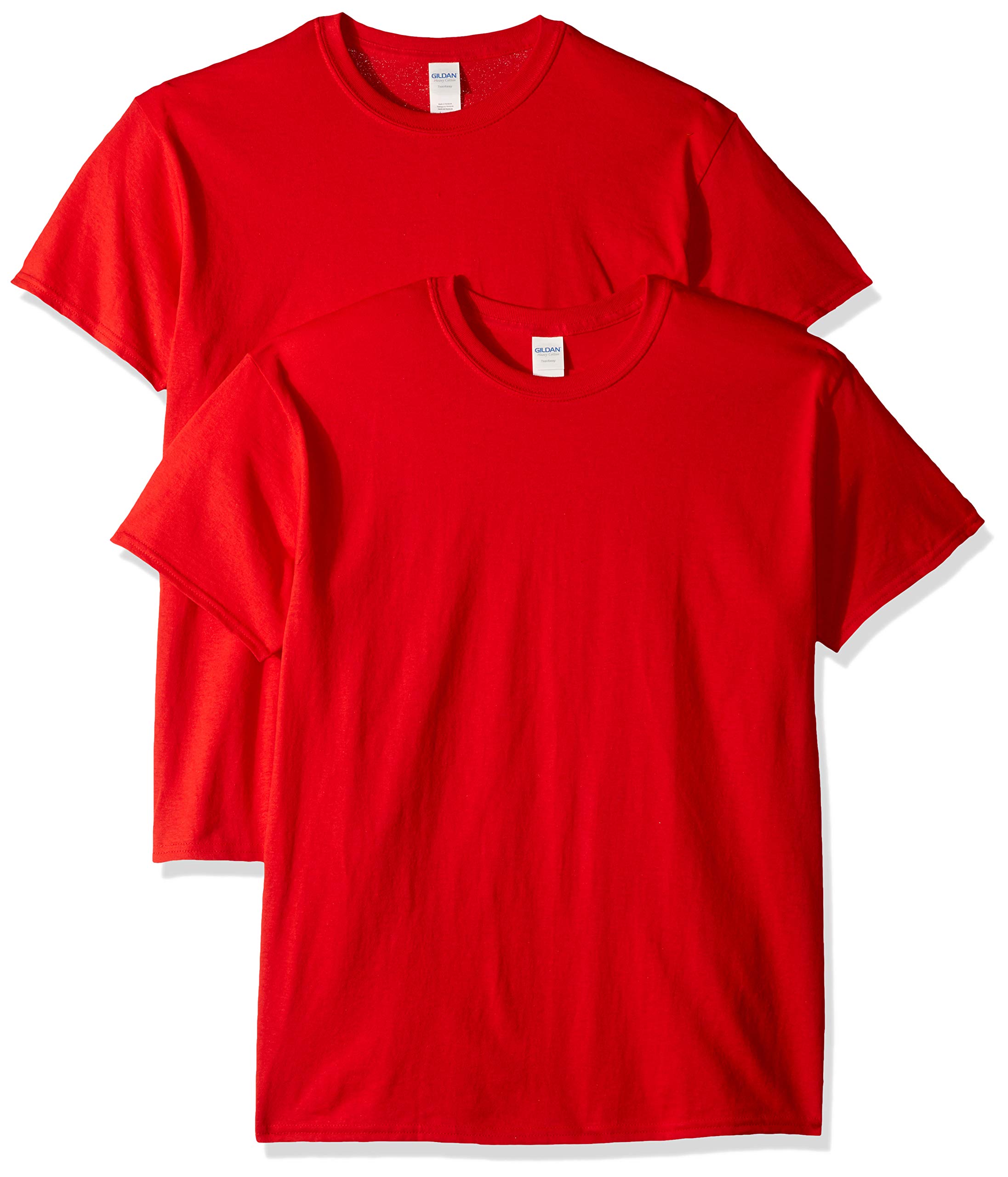 Gildan mens Heavy Cotton T-shirt, Style G5000, Multipack Shirt, Red (2-pack), Large US