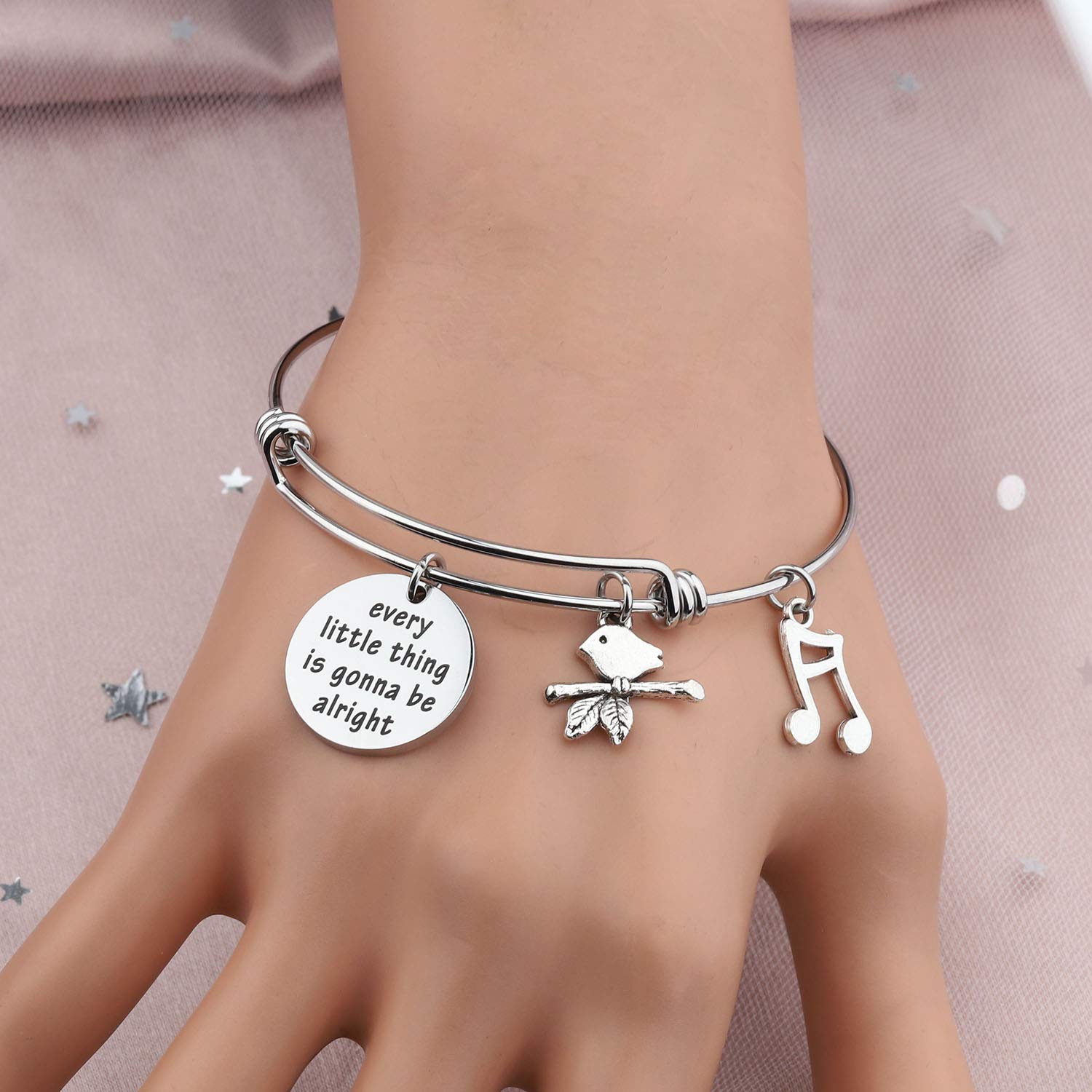 Gzrlyf Every Little Thing is Gonna be Alright Three Little Birds Keychain Inspirational Gifts (Bracelet)