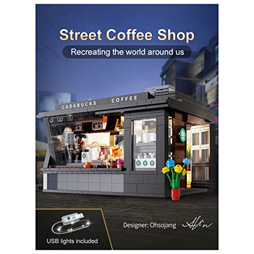 LOADS Coffee House Building Sets with LED Lighting Kit, House Building Blocks Architecture Model Assembly Toy for Adults Kids, Compatible with Lego (765 Pieces)