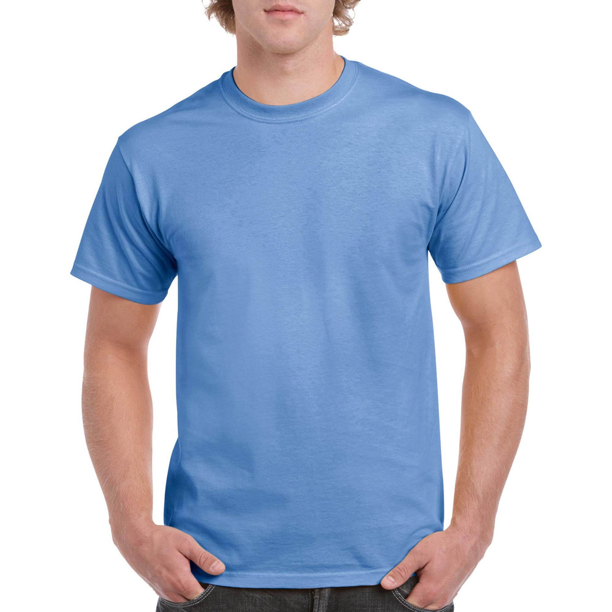 Gildan mens Heavy Cotton T-shirt, Style G5000, Multipack Shirt, Carolina Blue (2-pack), Medium US
