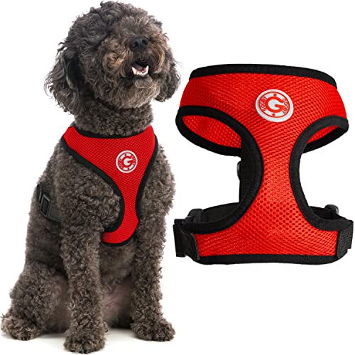 Gooby - Soft Mesh Harness, Small Dog Harness with Breathable Mesh, Red, Large
