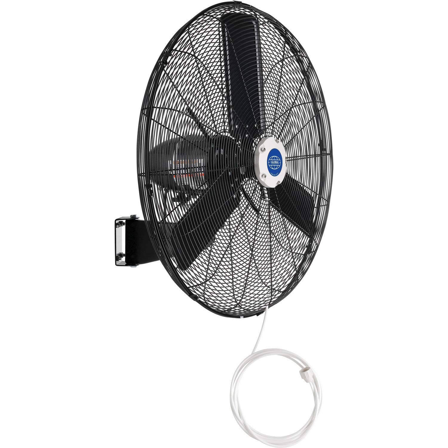 Global Industrial 292457 0.3HP 8400 CFM Outdoor Misting Oscillating Wall Mounted Fan44; Black - 30 in. Dia.