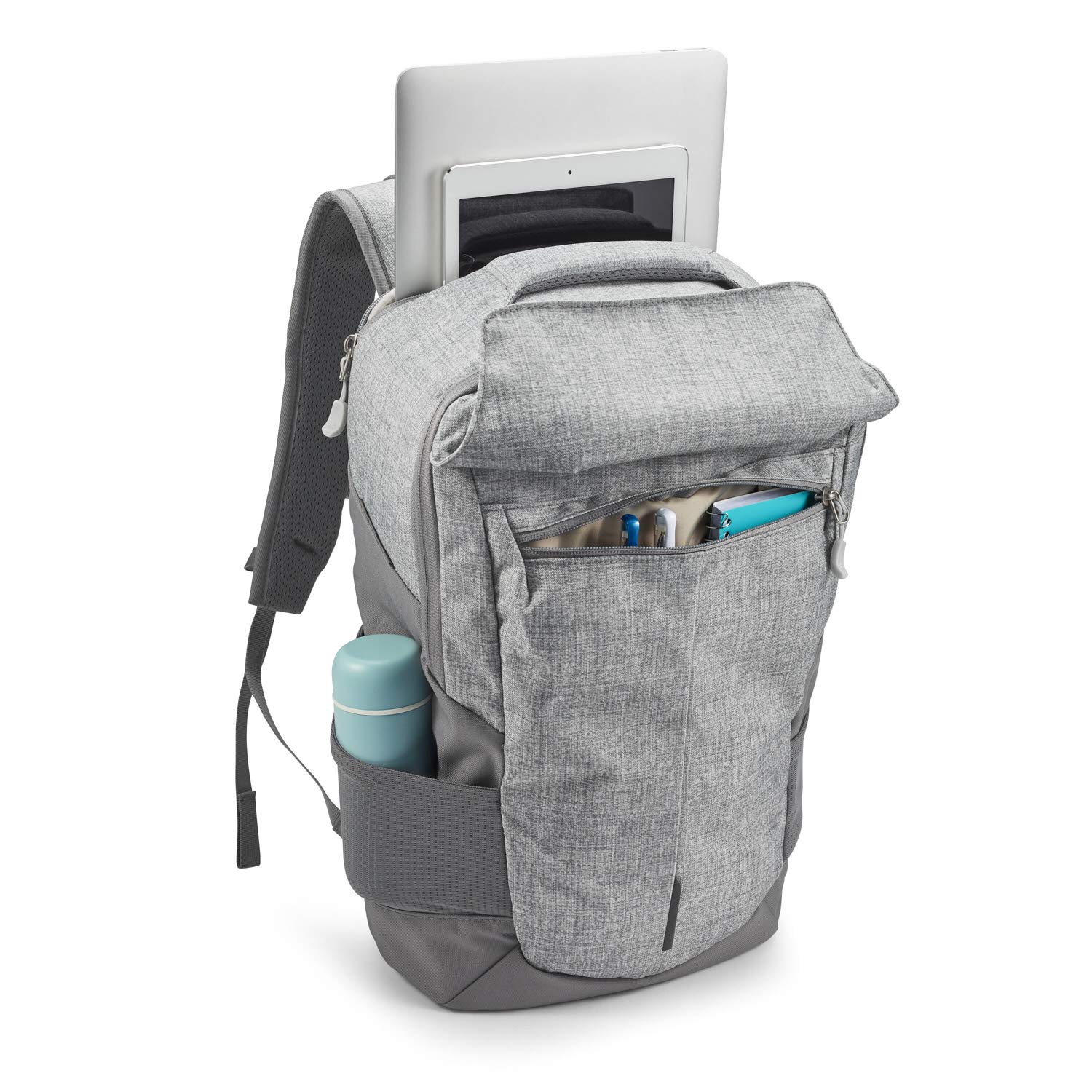 High Sierra Access Pro Backpack with 17-Inch Quilted Laptop Sleeve, Large Organization Pocket and Reflective Straps, Silver Heather