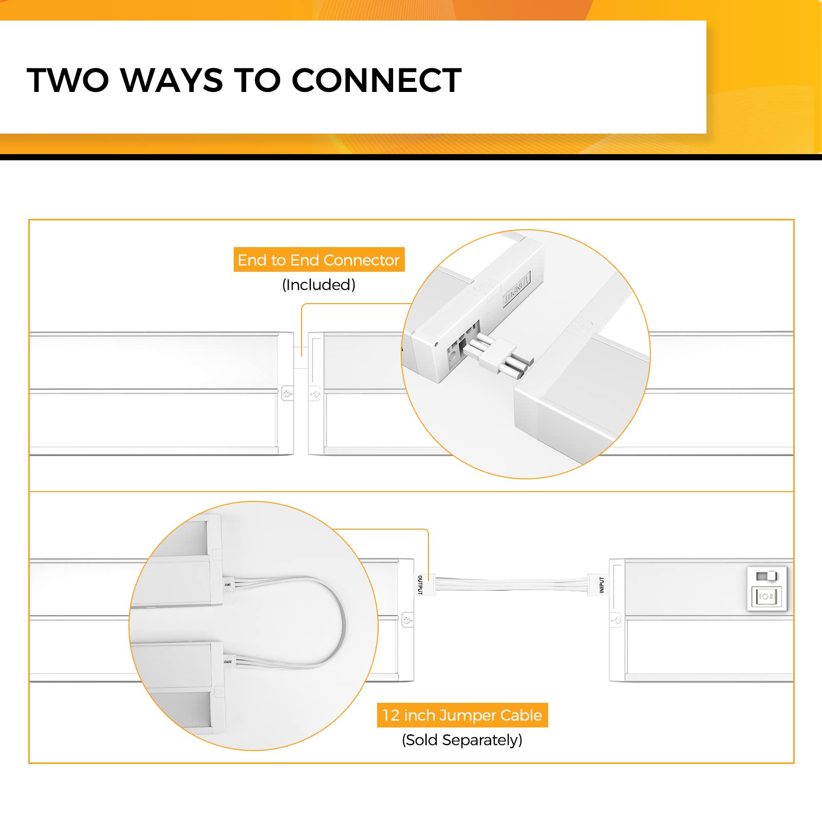 Hizashi 14Inch Under Cabinet Lights Hardwired or Plug in, 5CCT Color Selectable-2700K/3000K/3500K/4000K/5000K, 9W 650lm Dimmable Under Cabinet Lighting, CRI>90, Linkable, ETL & Energy Star