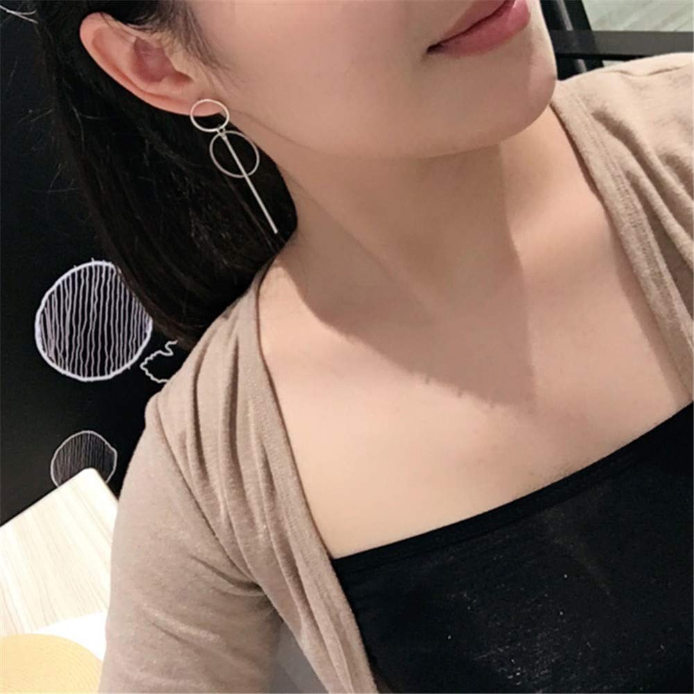 Geometric Earrings for Women Silver Double Circle Hoop Dangle Earrings Simple 8 Infinity Knot Bar Tassel Drop Earrings for Women Jewelry (Silver)
