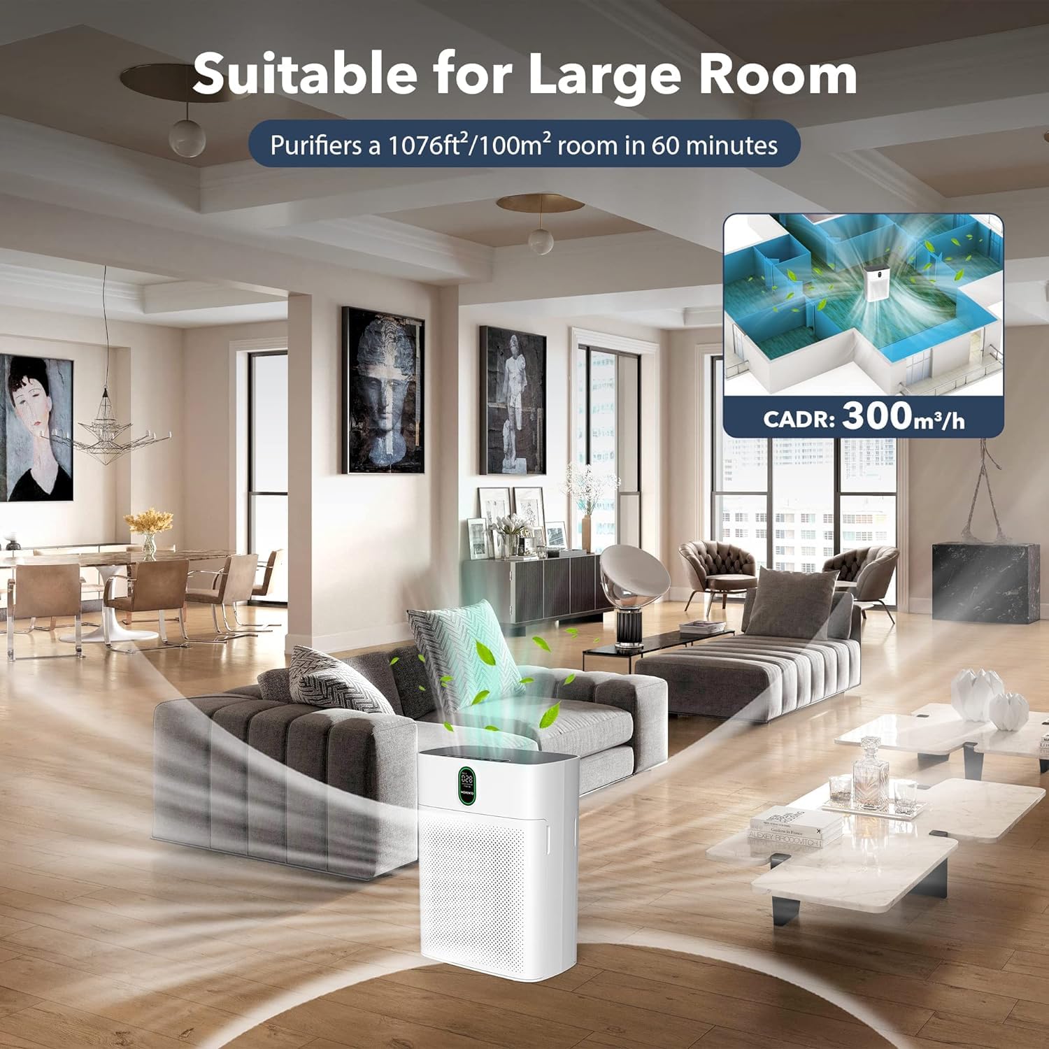 MORENTO HY4866 Air Purifiers for Large Room 4.5L Humidifier, White