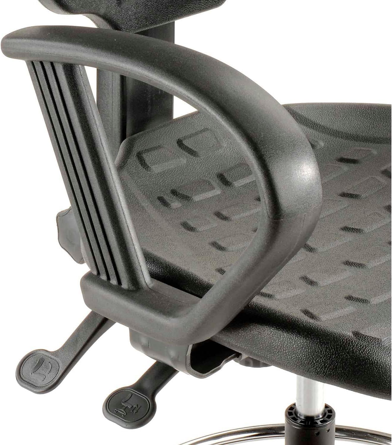 GLOBAL INDUSTRIAL 5-Way Adjustable Ergonomic Stool with Loop Armrests Black