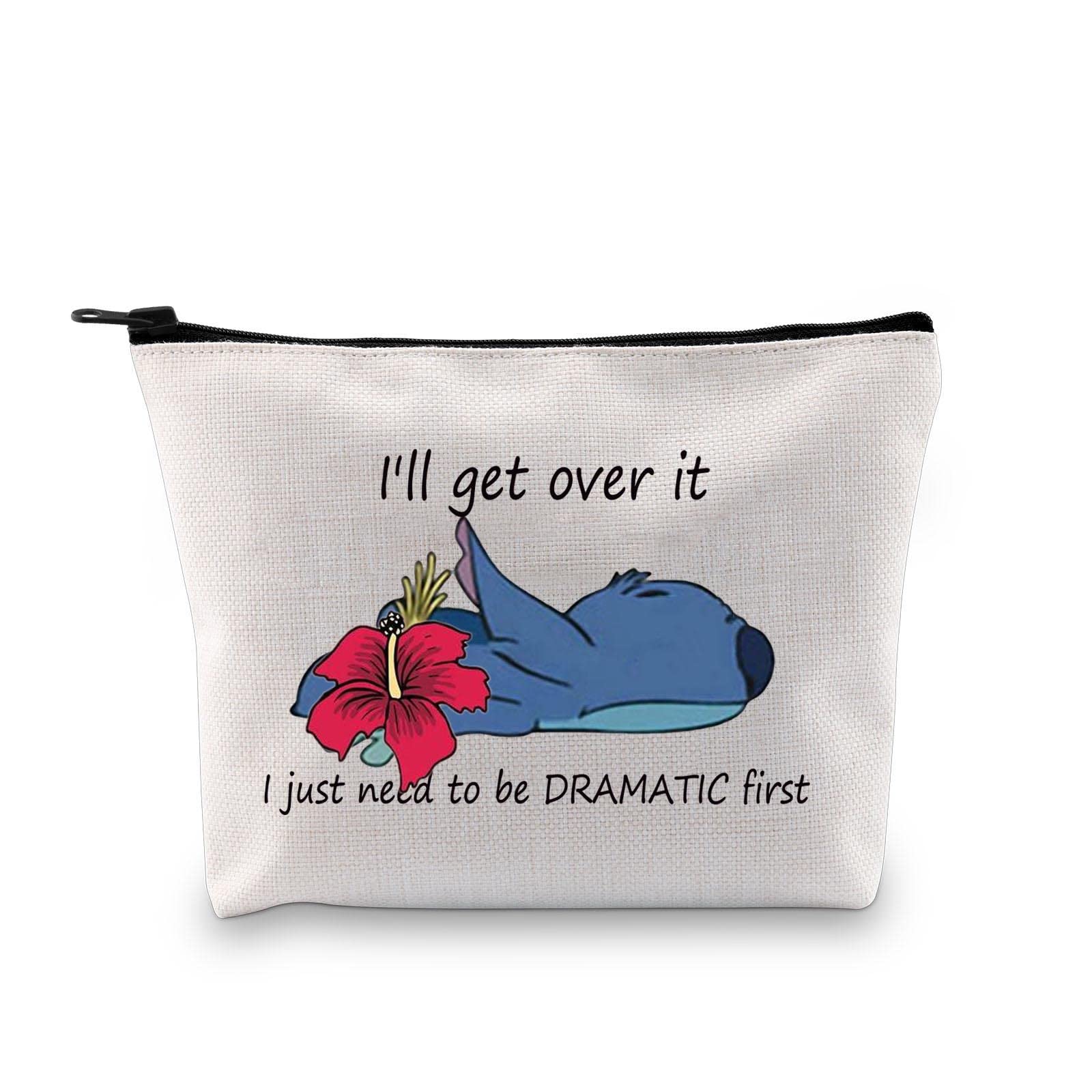 GJTIM Cartoon Inspired Gift Hawaiian Zipper pouch I'll Get Over It I Just Need To Be Dramatic First Funny Makeup Bag for Fans (To Be Dramatic Makeup)