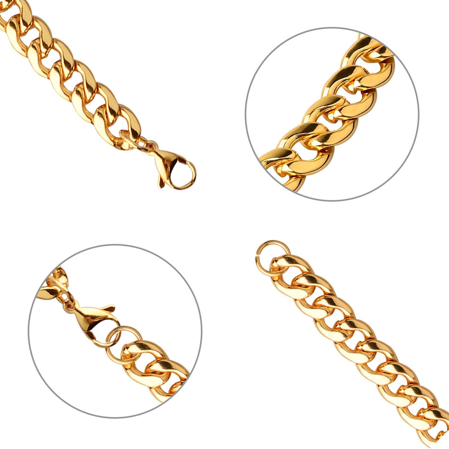 Gold Chain, 24" Gold Necklace, Fake Gold Chain for Men, Feel Real Solid 18k Gold Plated Fake Chain Necklace 24 Inch 10MM