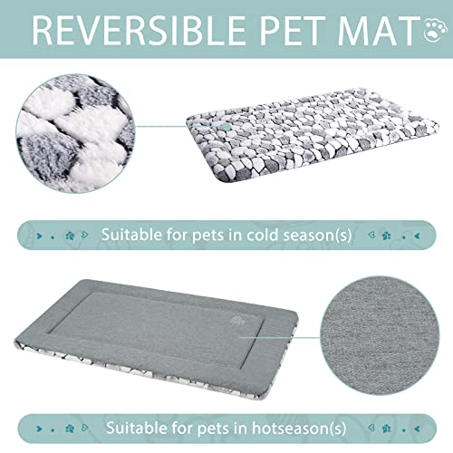 VANKEAN Dog Crate Pad Bed Mat Reversible (Warm & Cool), Soft Pet Sleeping Mat Dog Bed for Crate Suitable for Small to XX-Large Dogs and Cats, Machine Washable Crate Beds, Grey Stone Pattern