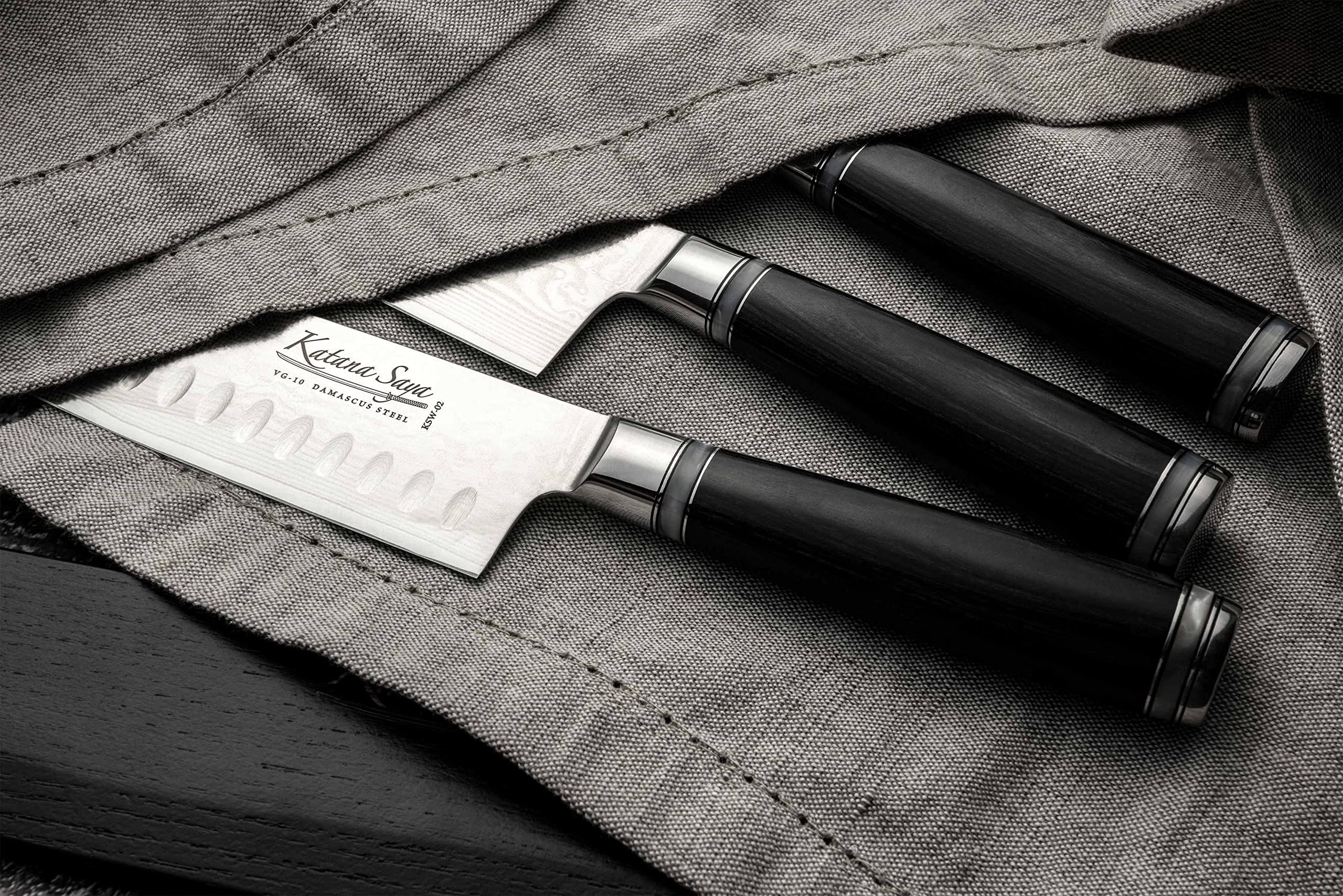 Katana Saya 18cm Carving Fork, VG-10 Damascus Steel, Pakkawood Handle
