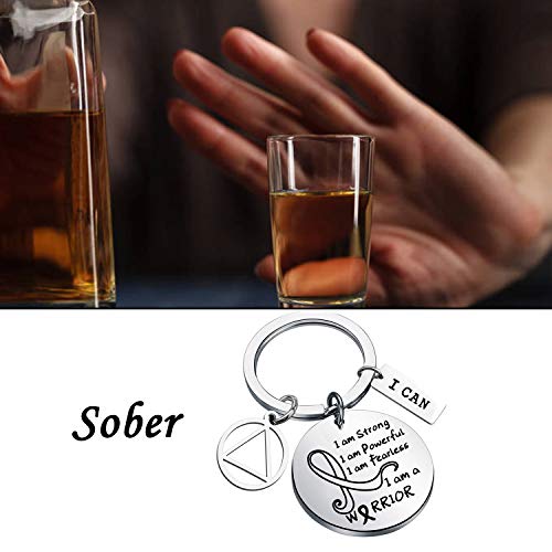 FUSTMW Addiction Recovery Gift Alcoholics Anonymous Keychain Sobriety Gift AA Jewelry for Warrior Sober Inspiration Gifts (AA warrior keychain)