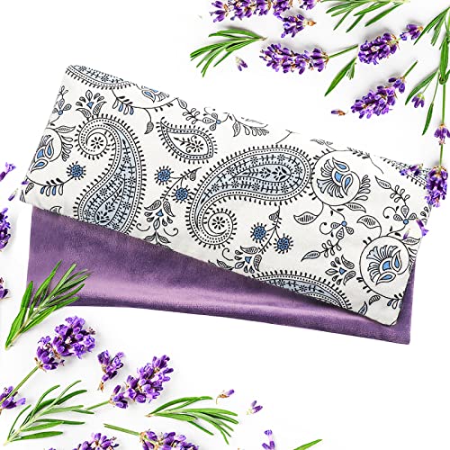Hihealer Weighted Eye Mask for Sleeping, 5x9 Inches with Lavender Aromatherapy - Moist Heat Eye Compress, Eye Pillow for Yoga, Meditation, and Headache Relief, Relaxation Gift for Women