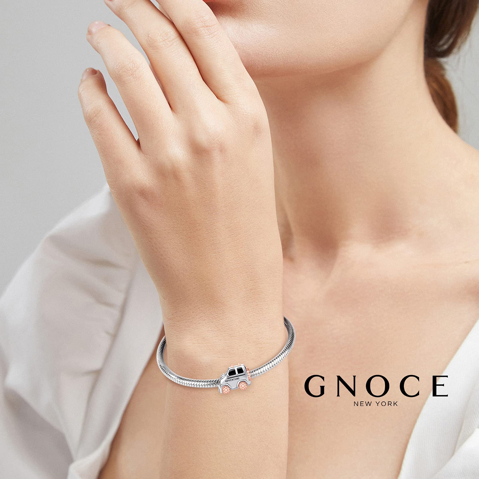 GNOCE SUV Car Charms for Bracelet 925 Sterling Silver Bead ADVENTURE Charms for Women Jewelry Gift