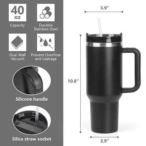 PureElement 40 oz Adventure Quencher Tumbler H2.0 with Handle and Straw | New Easy Grip | Double Wall Stainless Steel Insulated Design | Resistant and Durable | Dupe Mug Cup (Chambray)