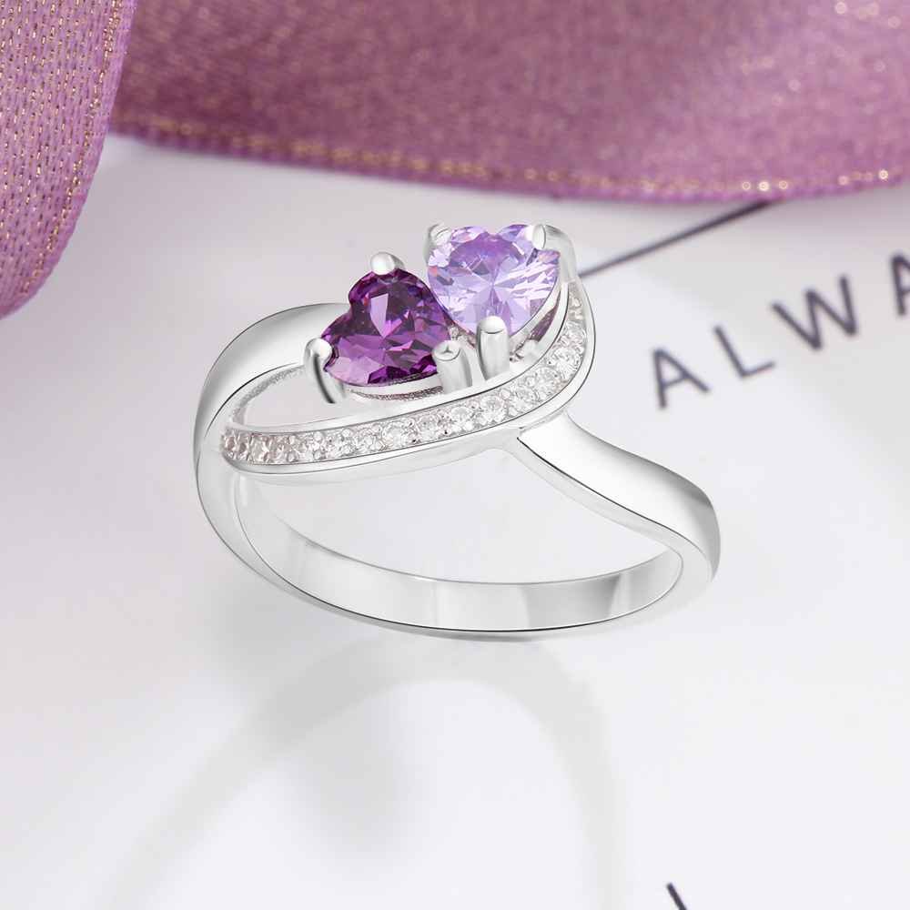 GLAMCARAT Sterling Silver Personalized Birthstone ring engraved personalized jewelry for women name promise ring for her (sterling-silver, 8)