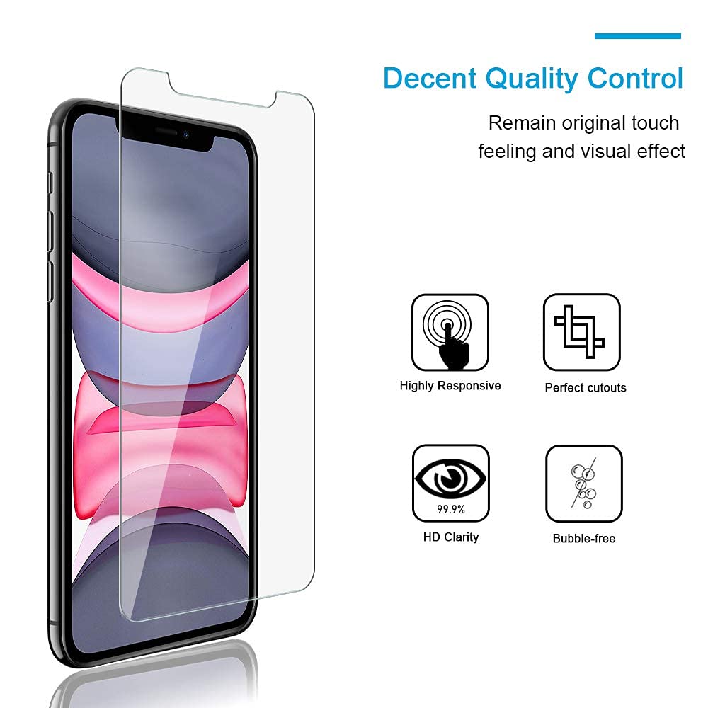 HATOSHI 3 Pack for iPhone 11 and iPhone XR Screen Protector, Tempered Glass Film- Alignment Tray Easy Installation Case Friendly HD Clear Bubble Free 9H Glass Screen Protector for iPhone 11 6.1 Inch