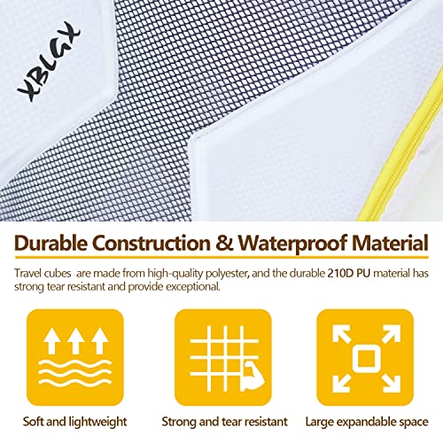 XBLGX Packing Cubes for Suitcases 5-Pcs Travel Luggage Packing Organizers Set with Laundry Bag & Shoe Bag(White/Yellow)