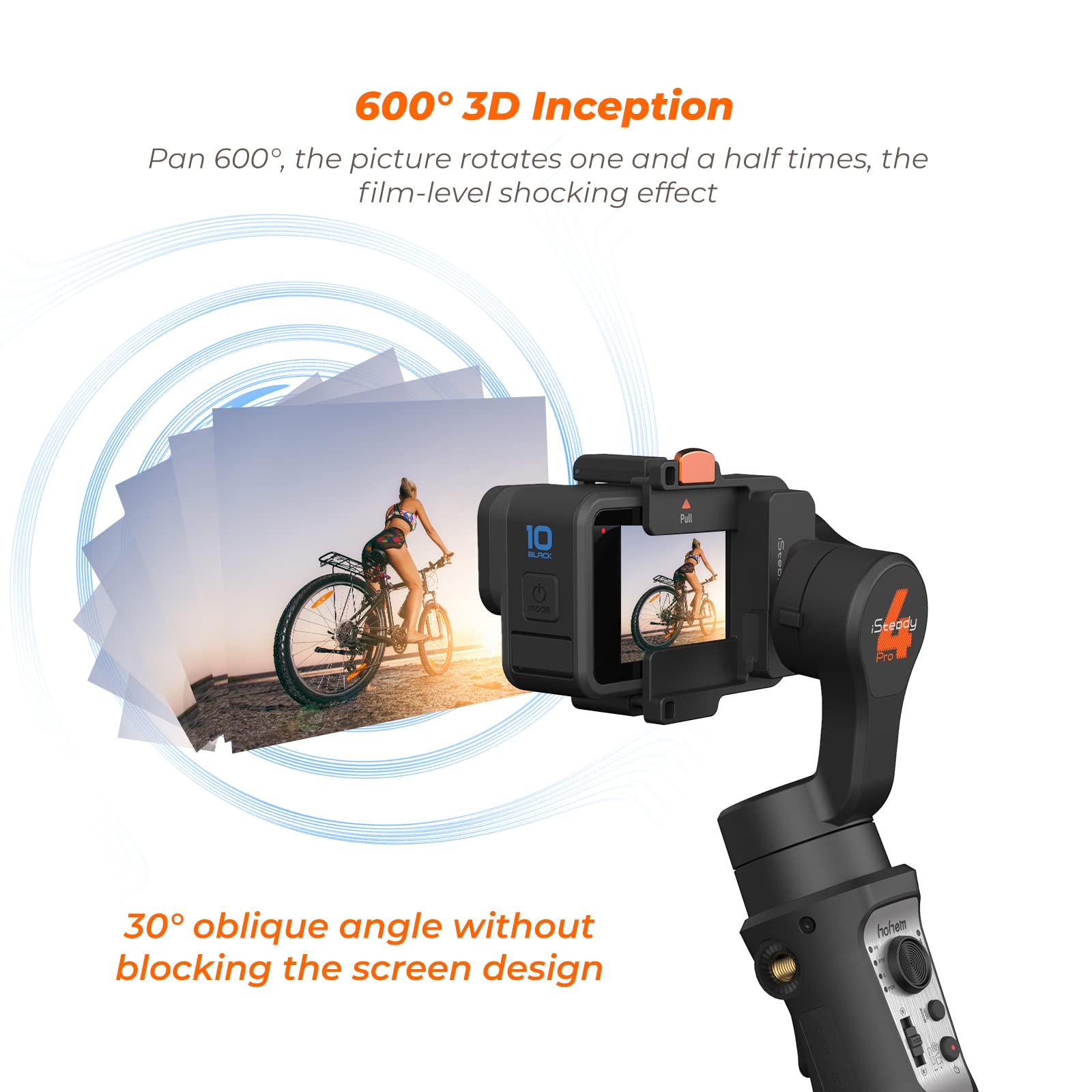 Gimbal Stabilizer, Hohem iSteady Pro4 3-Axis Action Camera Gimbal Stabilizer for Gopro Hero10/9/8/7/6/5, DJI OSMO Action Insta360 O