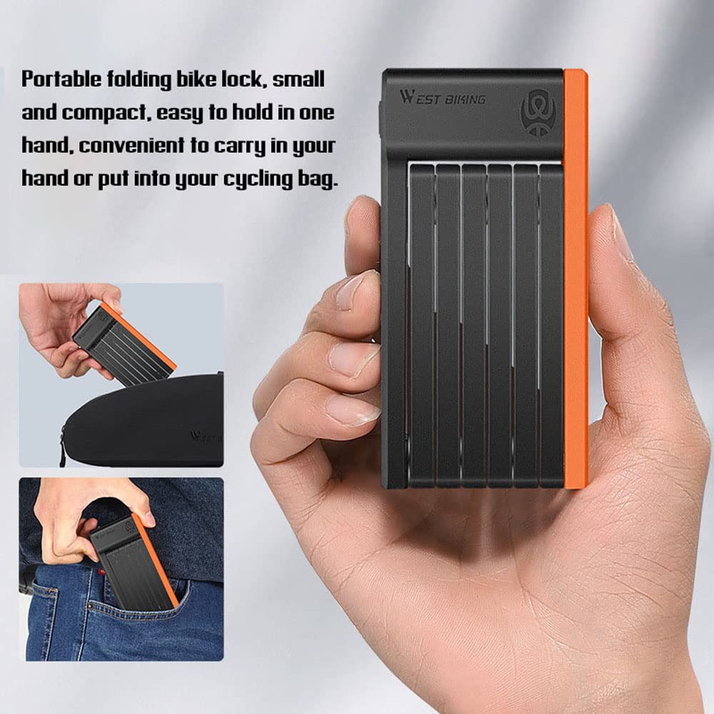 MengK Compact Folding Bike Lock Anti-Theft Chain Lock Heavy Duty Secure Guard with 3 Keys for Bike Electric Bike/Scooter