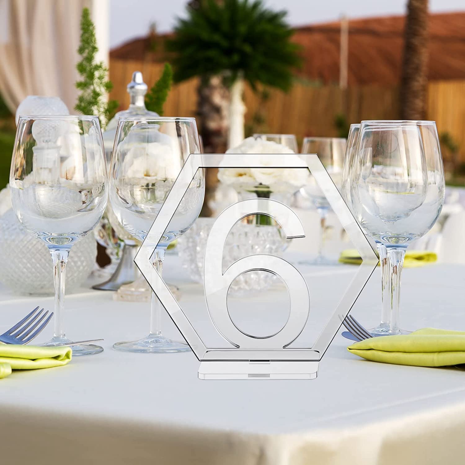 Velidy Table Numbers, Wedding Acrylic Standing Table Numbers with Holder Base for Wedding, Party, Events or Catering Decoration (Silver-20)