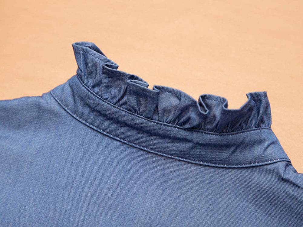 HALITOSS Women's Lovely Denim Fake Collar Dickey Half Shirt Decorative Collar Blue