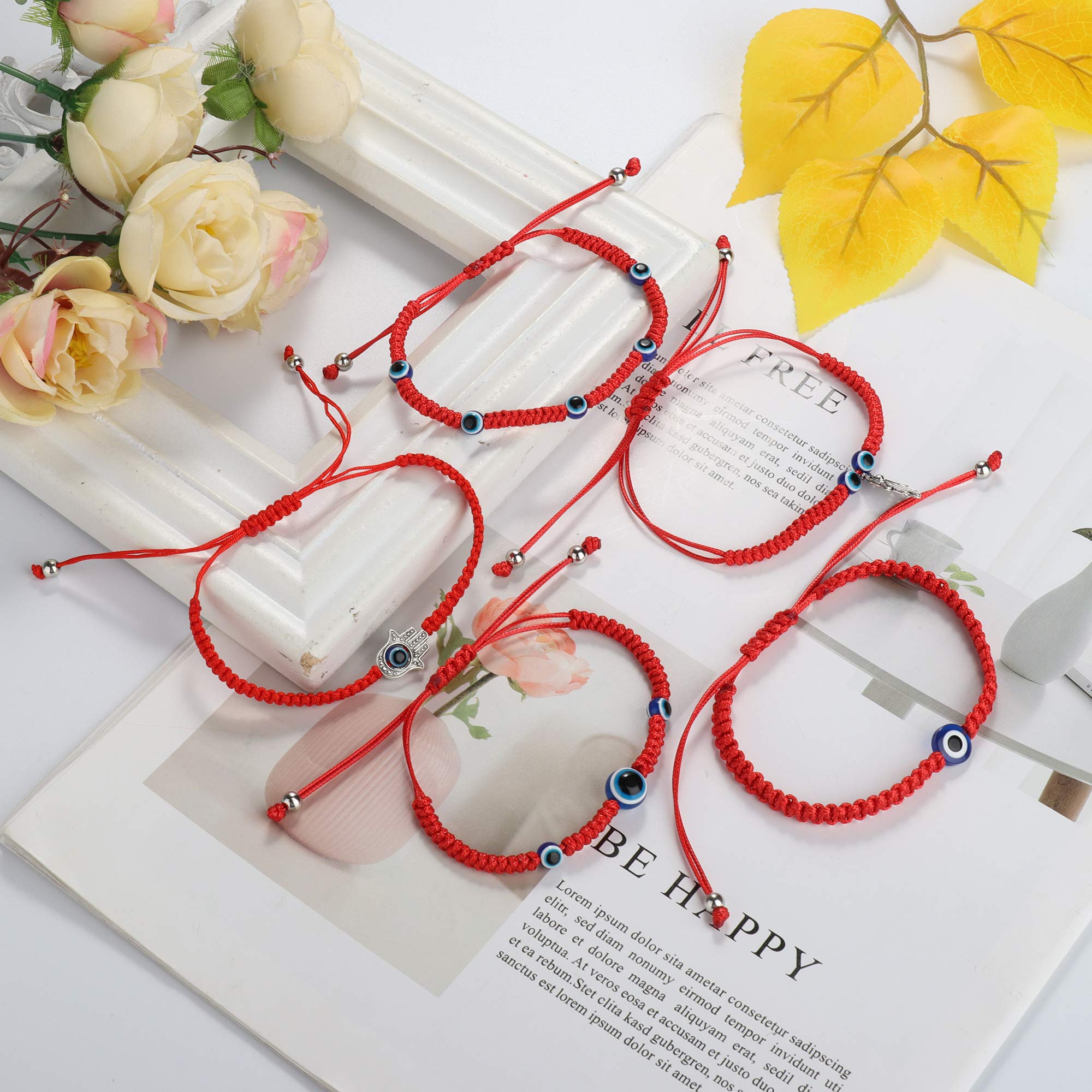 IRONBOX Red String Bracelet Evil Eye Bracelet for Women Men Hamsa Bracelet Red Bracelet for Protection 5Pcs