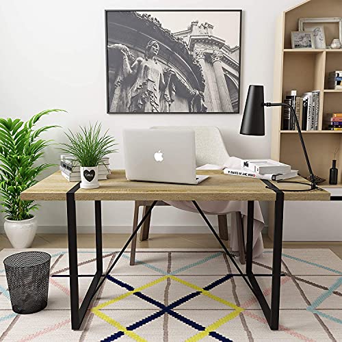 TABU 63 Inch Rectangular Multi-Purpose Table for 4-6, Industrial Style Heavy-Duty Table with Wood Tabletop and Metal Frame for Home,Office,Dining Room