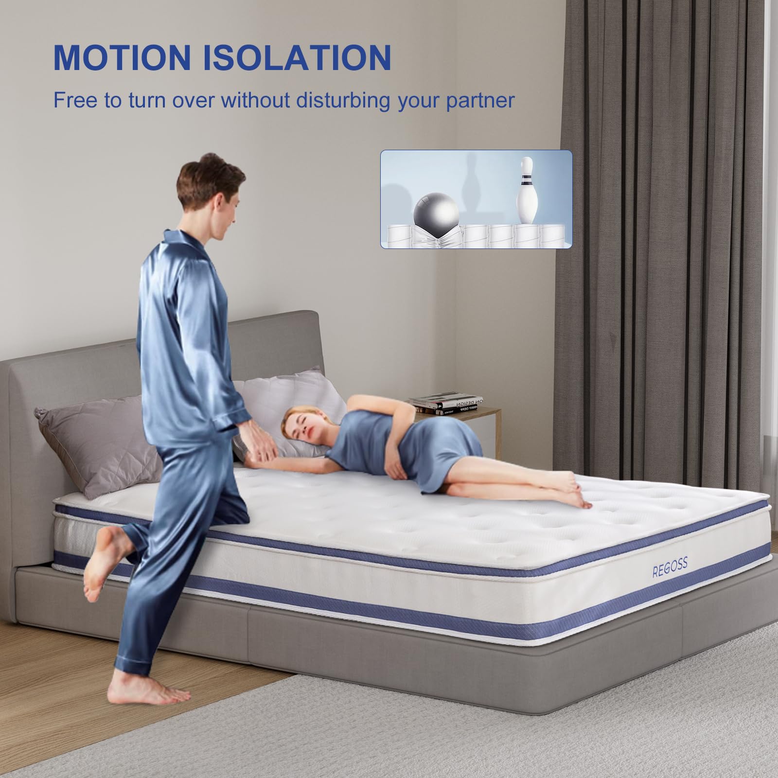 Full Mattress, 10 Inch Hybrid Mattress in a Box, Mattress Full Size with Memory Foam & Individual Pocket Spring, Full Mattress Medium Soft Feel Motion Isolation for Pressure Relief