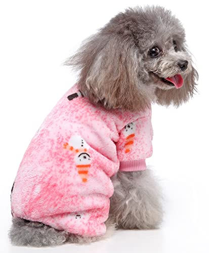XIAOYU Christmas Pet Clothes Snowflake Pattern Warm Dog Pajamas Cat Jumpsuits Puppy Apparel, Pink, M