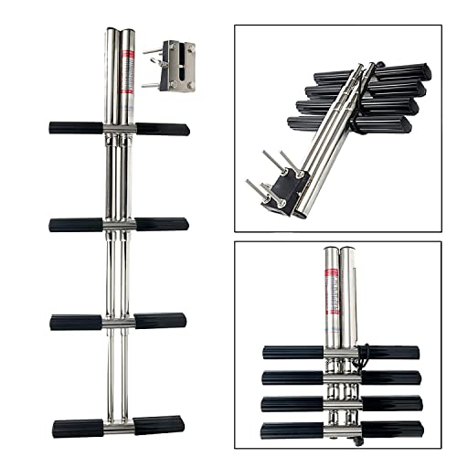 XinKunmarine 4 Step Boat Ladder,304 Stainless Steel Pontoon Boat Dive Ladder,Telescoping Ladder for Marine Boat,Fishing Boat,Yacht(4 Step)